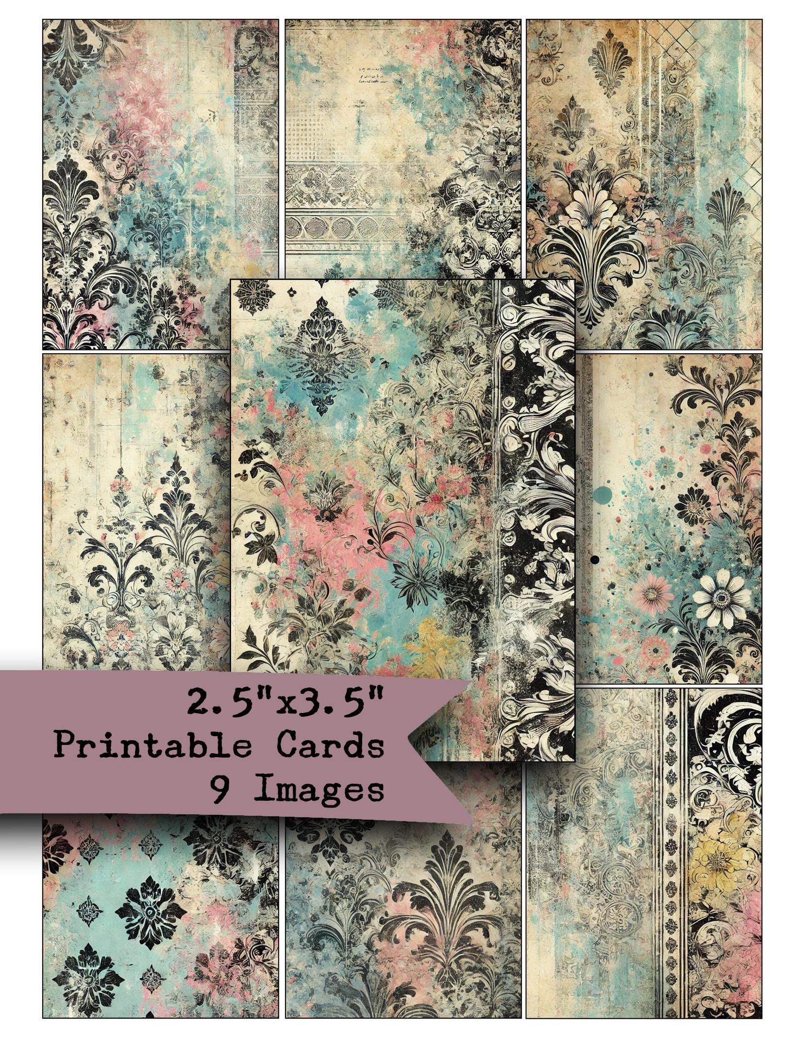Grunge Damask Collage Sheet: Rococo Journal Ephemera (digital Sheet) - Etsy