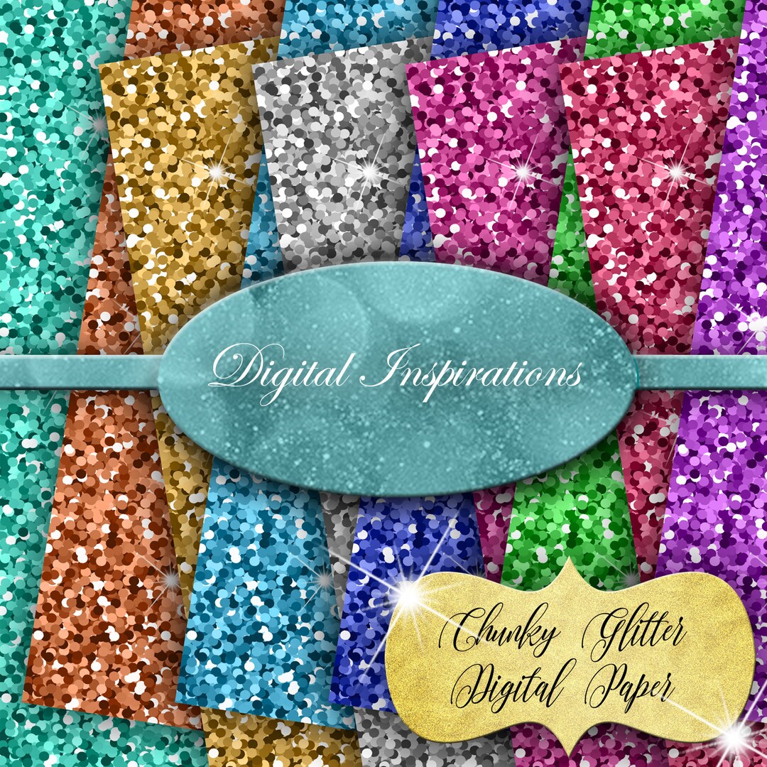 Chunky Glitter 12x12 Digital Paper Scrapbook Paper Downloadable ...
