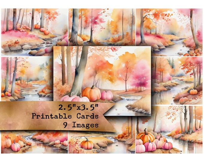 Mixed Media Autumn Trees Fall Clipart Digital Paper, Halloween JPG ...