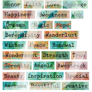 Printable Positive Words Sentiments Words Downloadable Png Strips Tapes ...