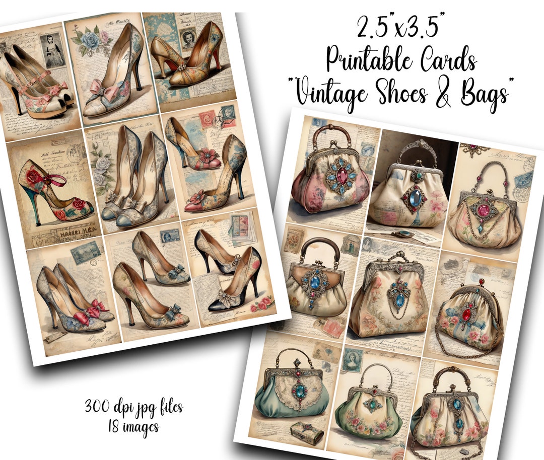 Collage Sheet, ATC, ACEO, Shoes, Bags, Vintage, Fashion, Pocket Letter ...