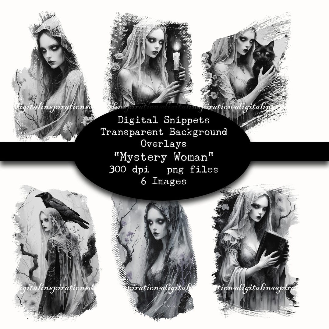 Creepy Woman Halloween Overlays: Gothic PNG Clipart (digital Download ...