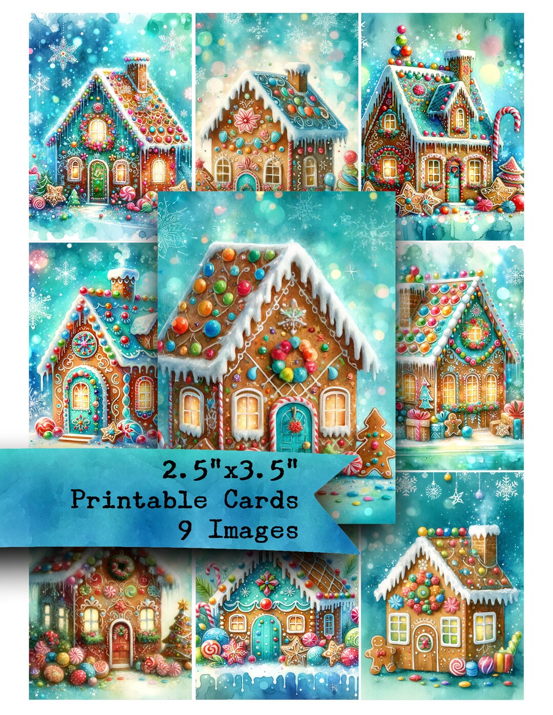 Gingerbread House Collage Sheet: Christmas Ephemera (digital Download ...