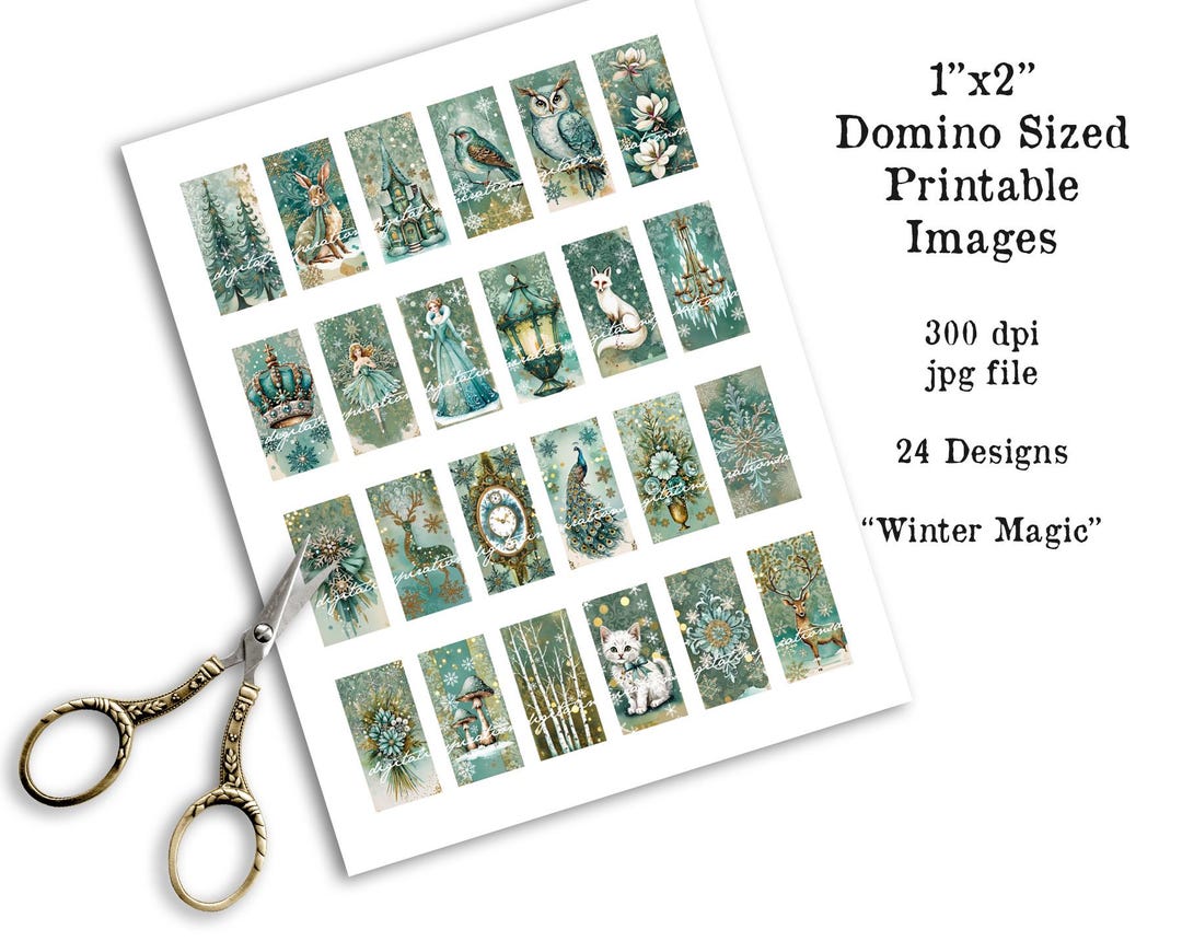 1x2, Winter, Printable Images, Domino Pendants, Domino, Paper Arts ...