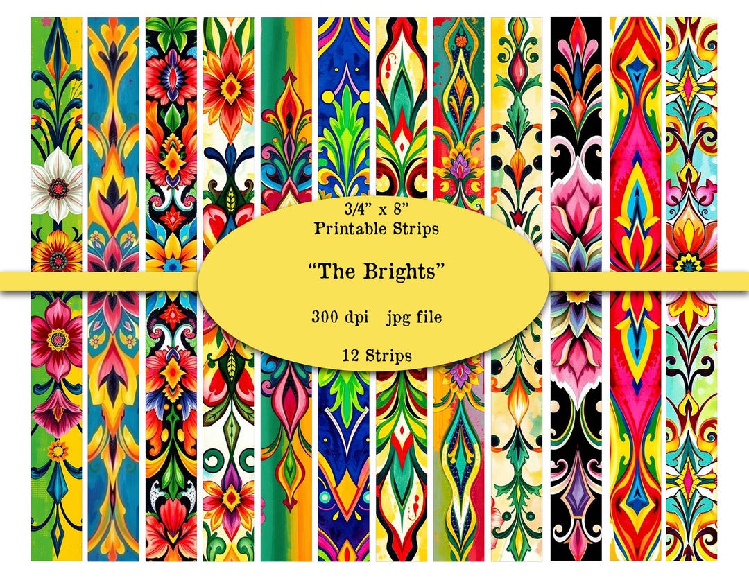 Washi, Digital, Printable, Strips, Tapes, Tape, Bright, Colorful ...