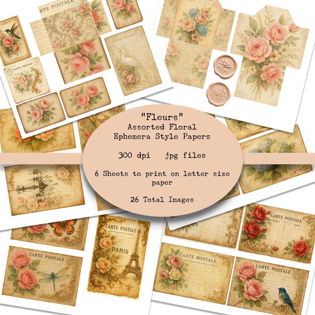 Printable French Ephemera: Vintage Style Envelopes, Postcards, Wax ...