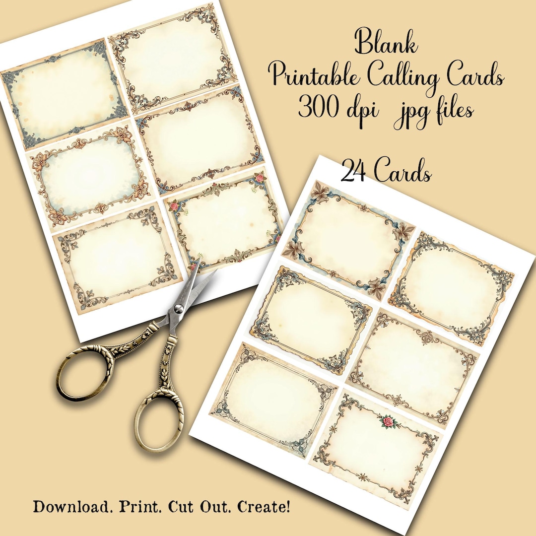 Victorian Floral Calling Cards: Printable Blank Journal Cards (digital ...
