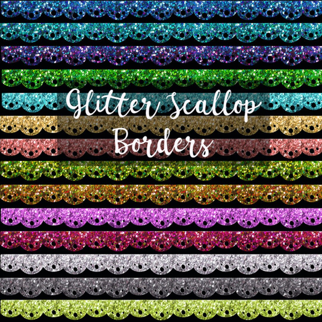 Digital Glitter Scallop Scalloped Borders Edge Instant Download ...