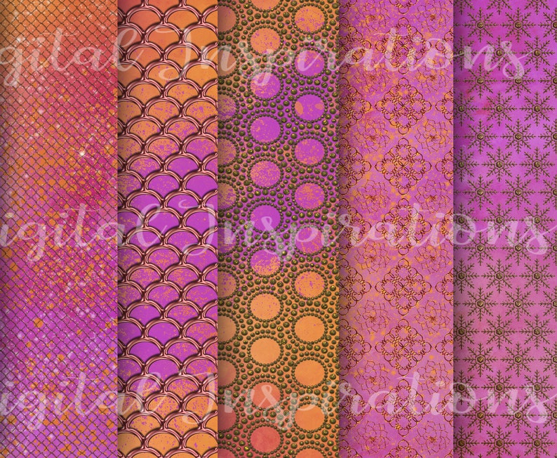 Pink & Orange Scrapbook Paper / Digital Scrapbooking / Card - Etsy