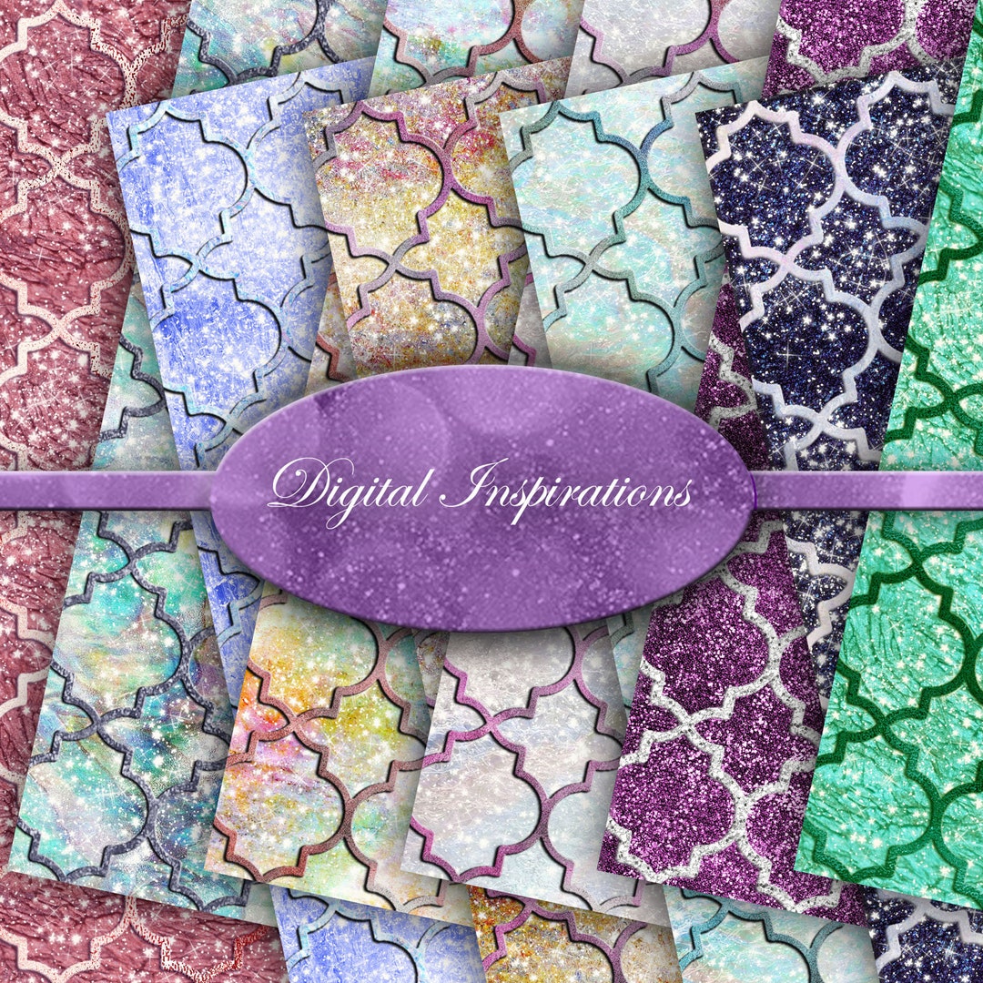 Sparkle Moroccan Digital Paper Sparkle Glitter Accents Bright Colors ...
