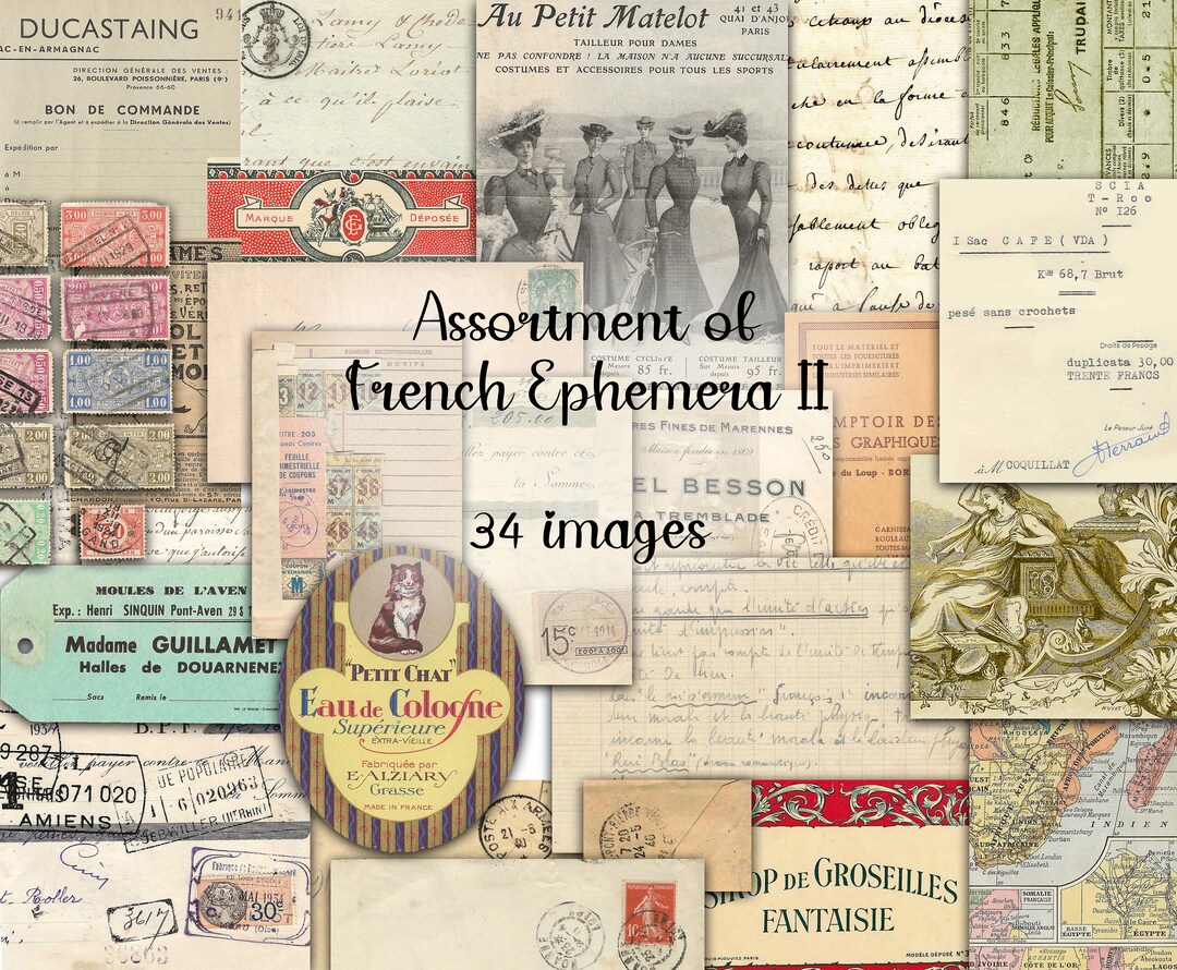 Vintage French Ephemera in Digital Form Downloadable Commercial Use ...