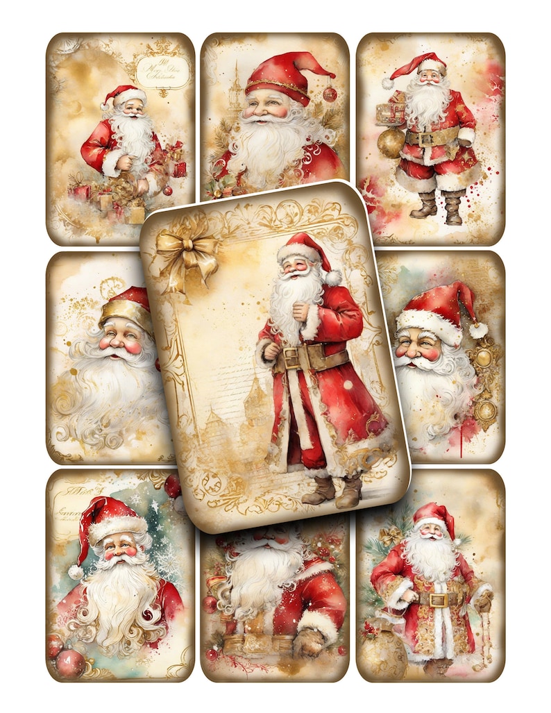 Vintage Santa Collage Sheet: Christmas Junk Journal Embellishments ...