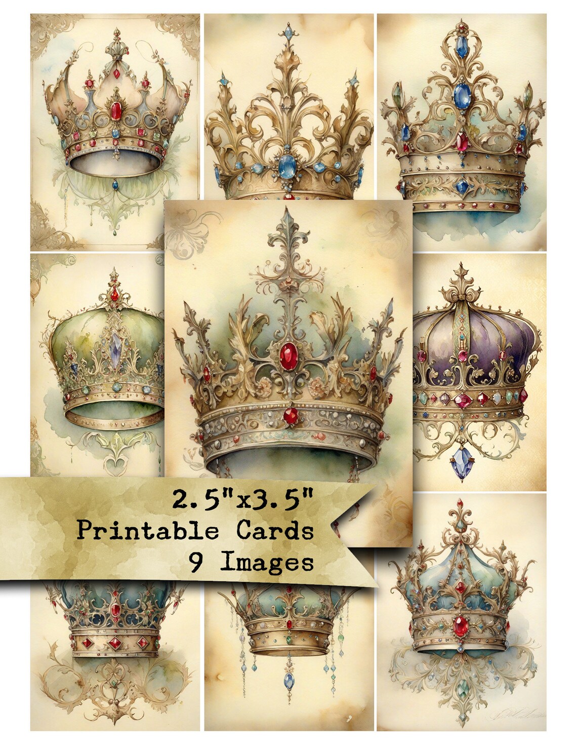 Royal Crowns Clip Art: Printable Journaling Cards (digital Download) - Etsy
