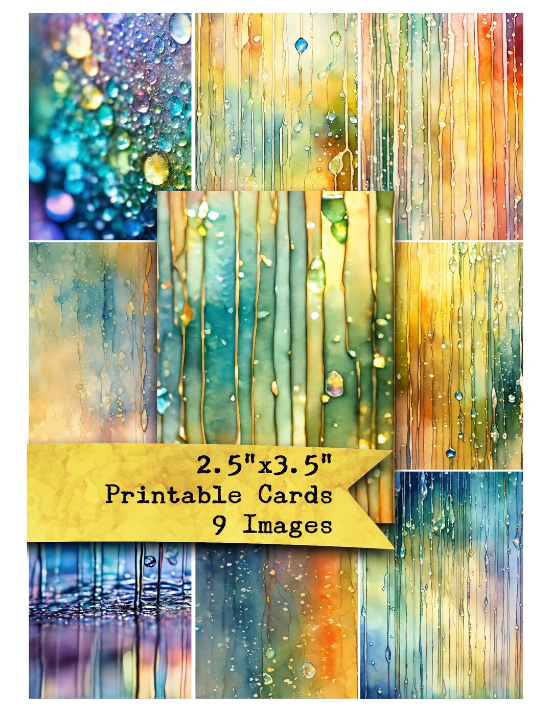 Iridescent Rain, Rain, Drizzle, Wet Glass, Printable Paper, ATC ...