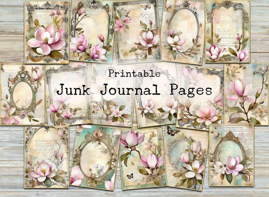 Junk Journal, Rococo, Shabby, Magnolias, Floral Paper, Printable ...