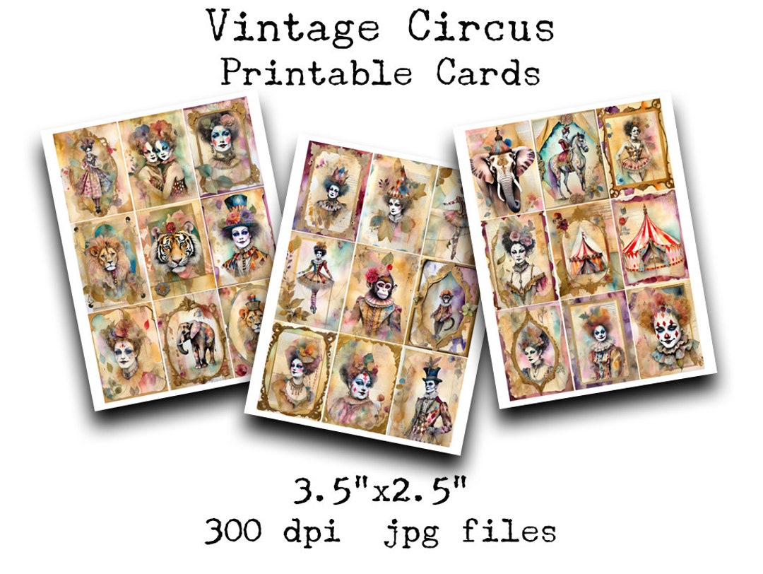 Vintage Circus Cards: Printable Ephemera for Junk Journals (digital ...