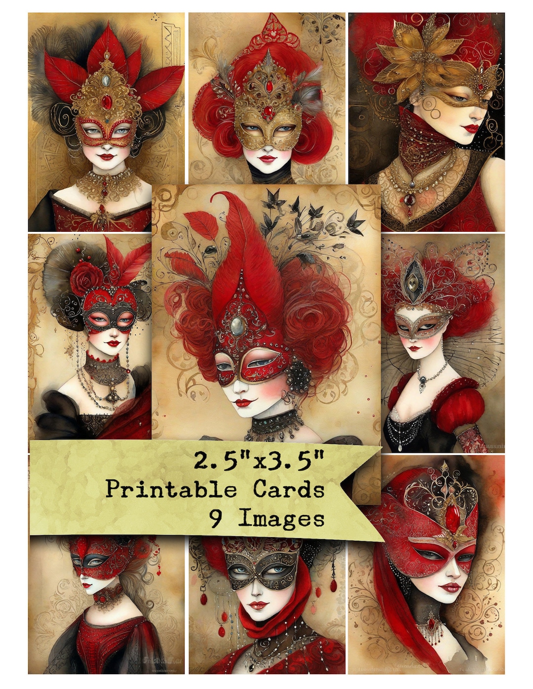 Masquerade, Watercolors, Backgrounds, Printable Paper, ATC, Journaling ...