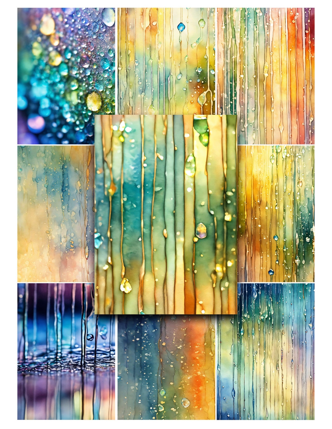 Iridescent Rain Rain Drizzle Wet Glass Printable Paper - Etsy
