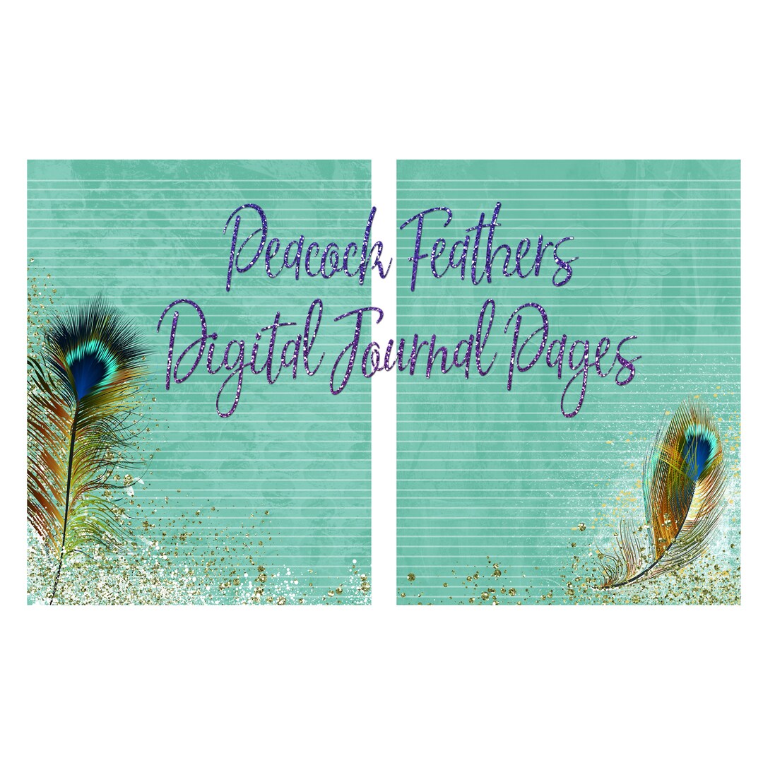 Digital Peacock Feathers Journal 8x11 Paper Instant Download 8x11 ...