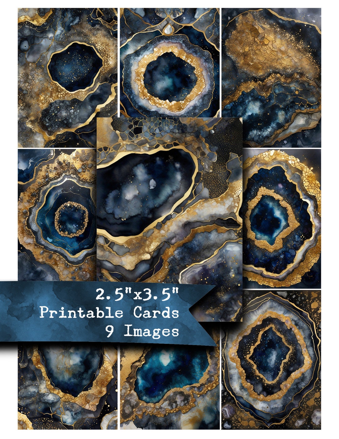 Watercolor, Geode, Geodes, Cards, ACEO, Printable Paper, Junk Journals ...
