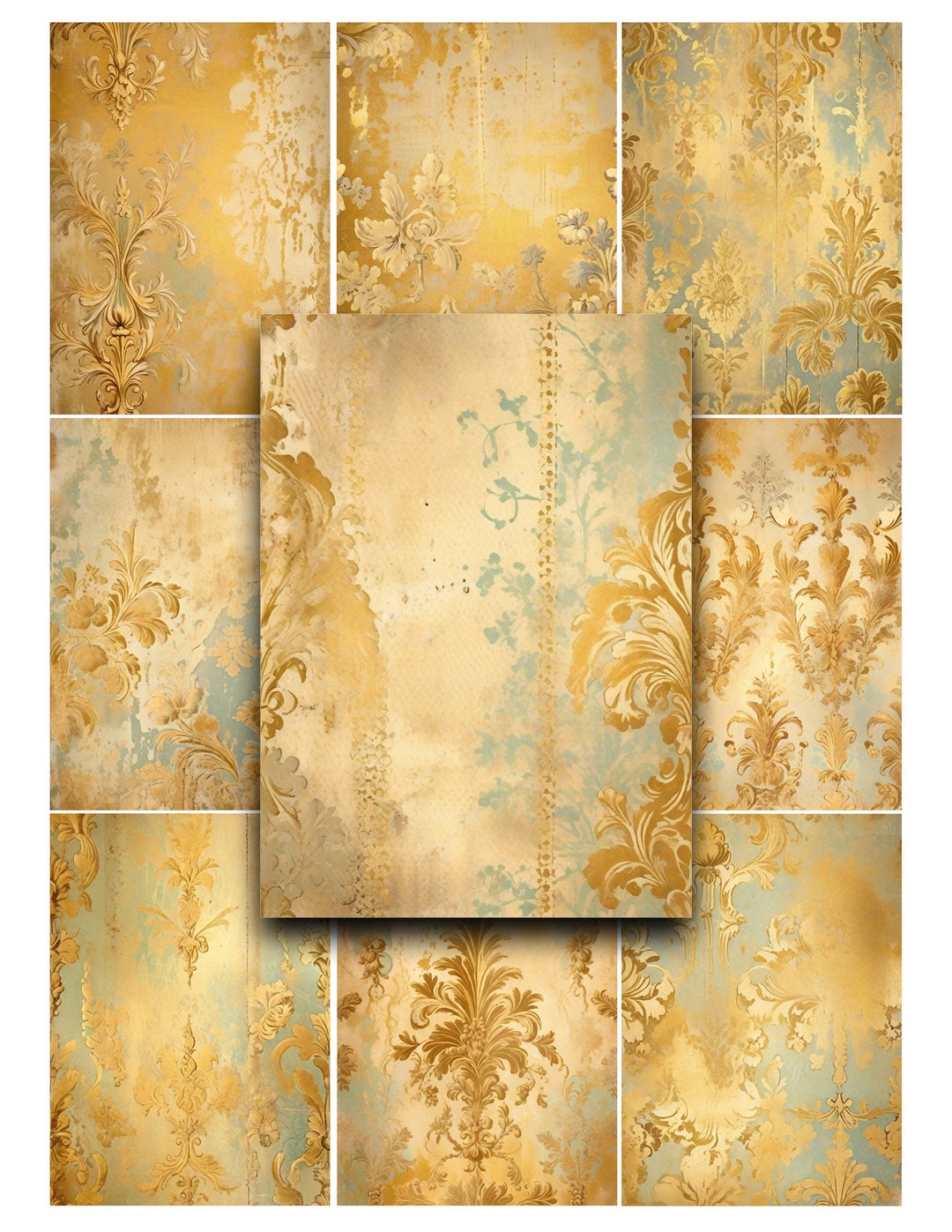 Damask Wallpaper Printable: Vintage French Ephemera for Junk Journals ...