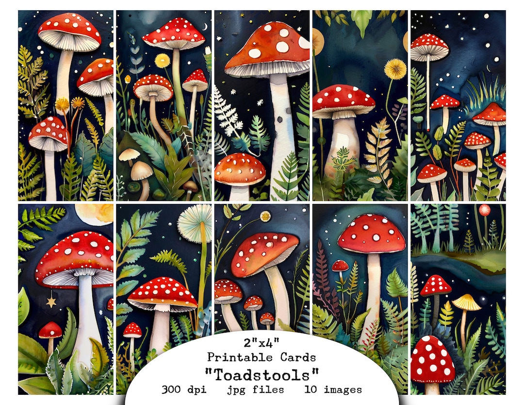 Collage Sheet Toadstools Forest Printables Fantasy Printable Paper
