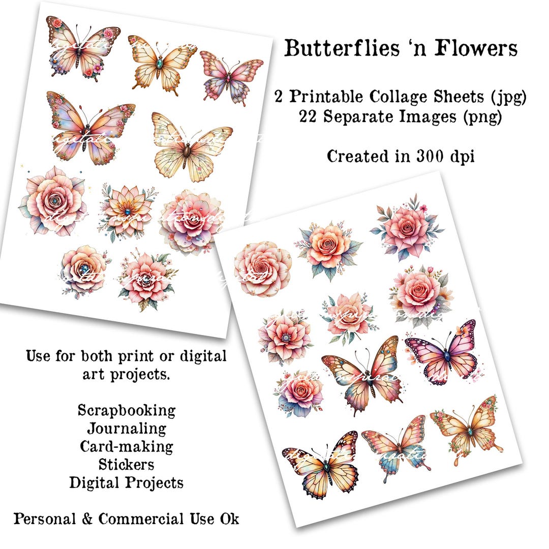 Distressed Butterflies, Flowers, Snippets, Overlays, Png, Transparent ...