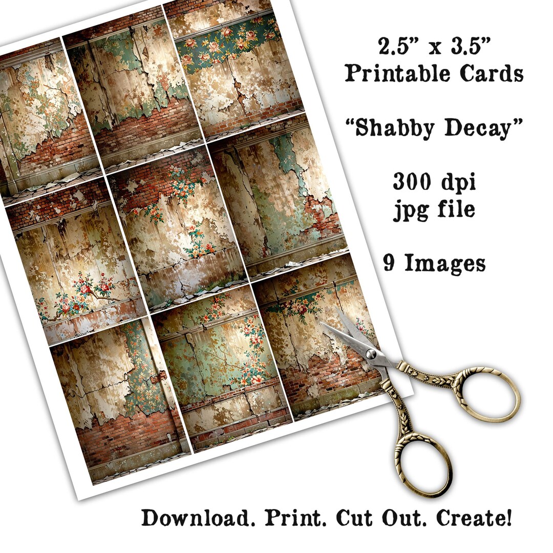 Shabby Decay Collage Sheet: Printable Ephemera (digital Download) ATC ...