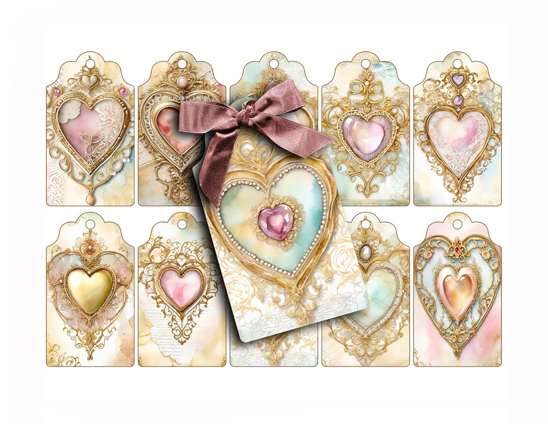 Printable Tags, Scrapbooking, Ephemera, Hearts, Heart Tags, Wedding ...