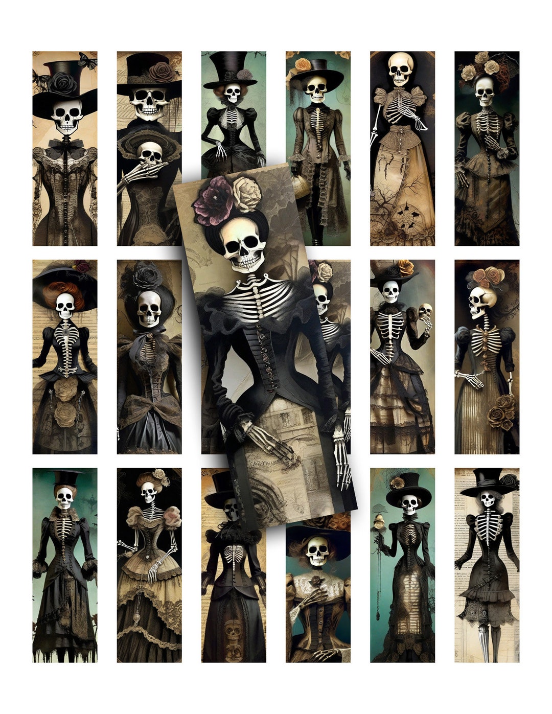 SKELETON GALS, Skeletons, Collage Sheet, Microscope, Printable Images ...