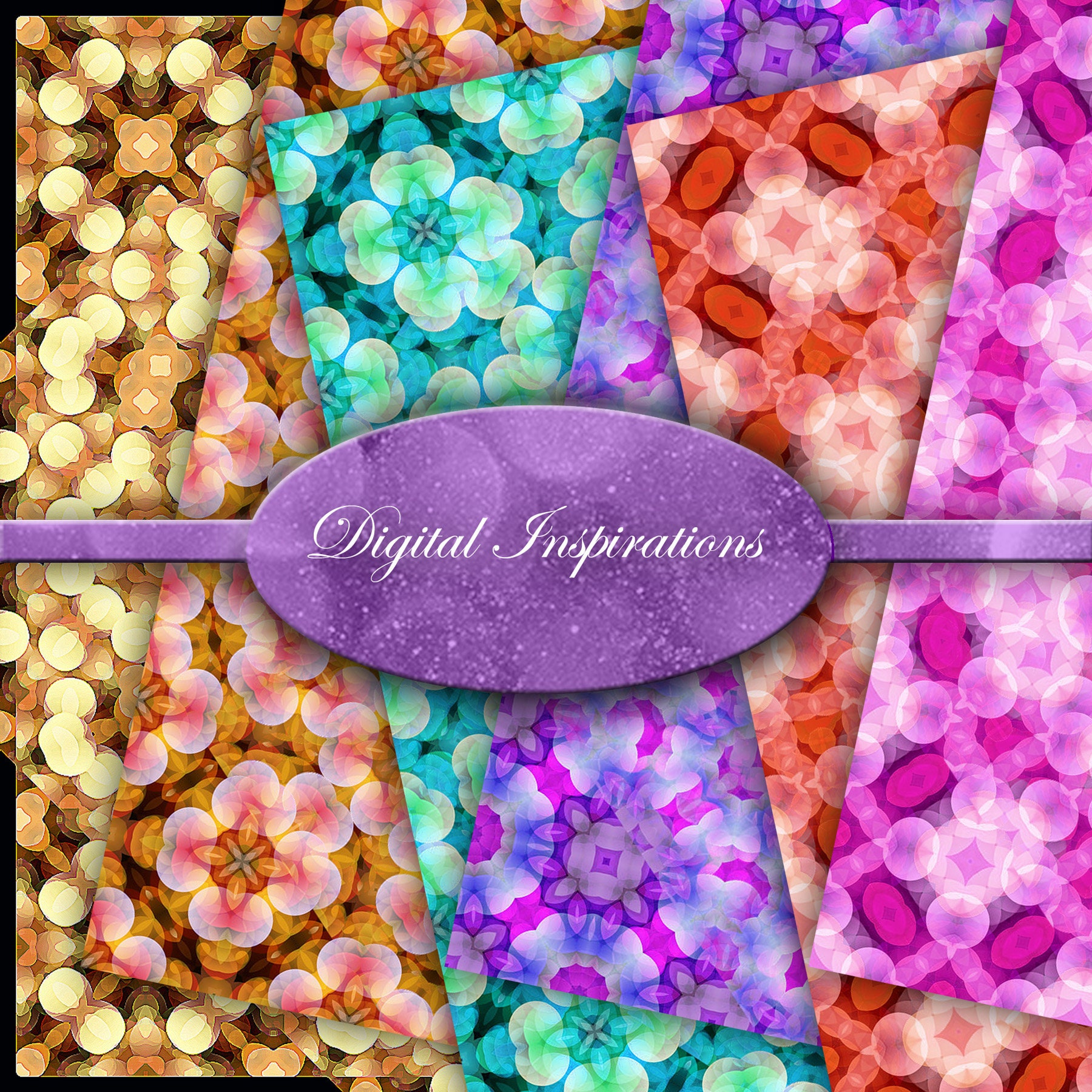 Kaleidoscope Colorful Bokeh Paper Pack 12x12 Scrapbook | Etsy