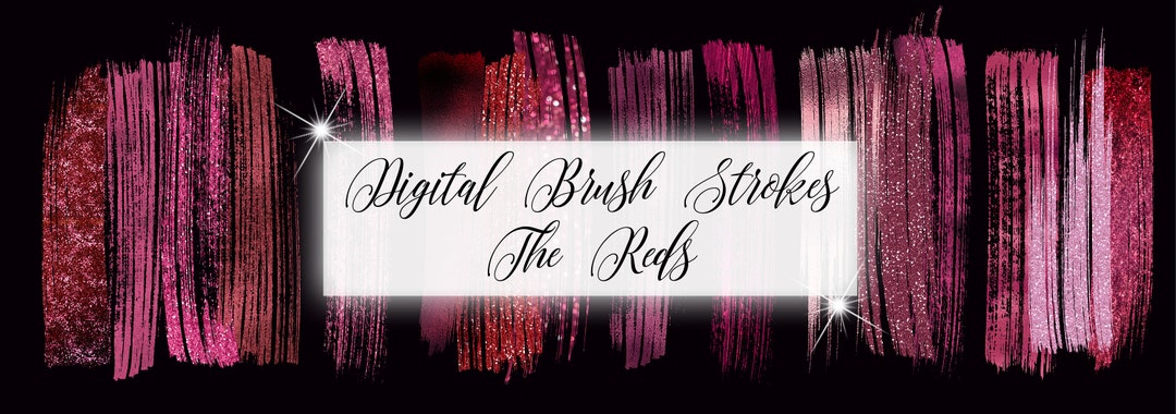 Red Glitter Brush Stroke Clipart: Burgundy, Pink, Magenta (digital ...