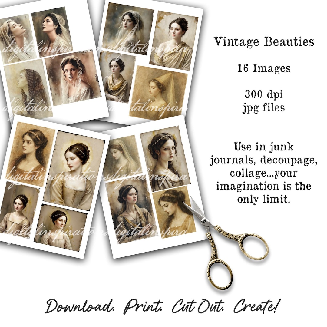 Vintage Portrait Ephemera, Medieval Art, Printable Paper (digital ...