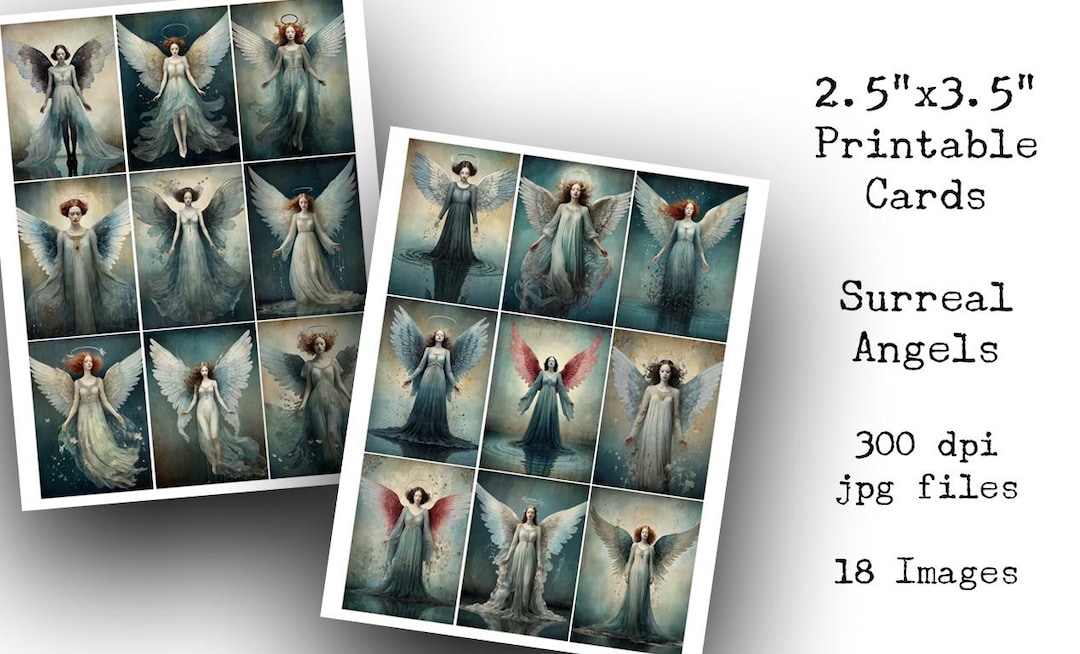 Collage Sheet, Angels, Surreal, Jpg, Printable Paper, ATC, Journaling ...