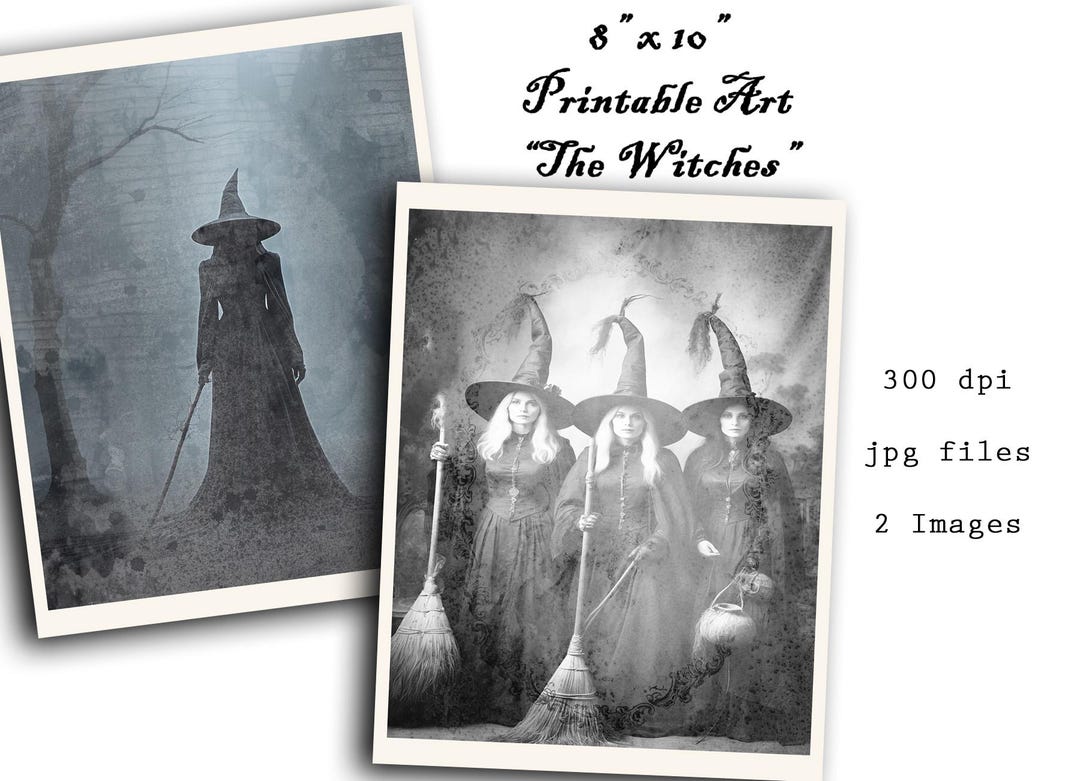 Digital Printable Halloween Art Witches Home Decor Witch Print Tabletop ...