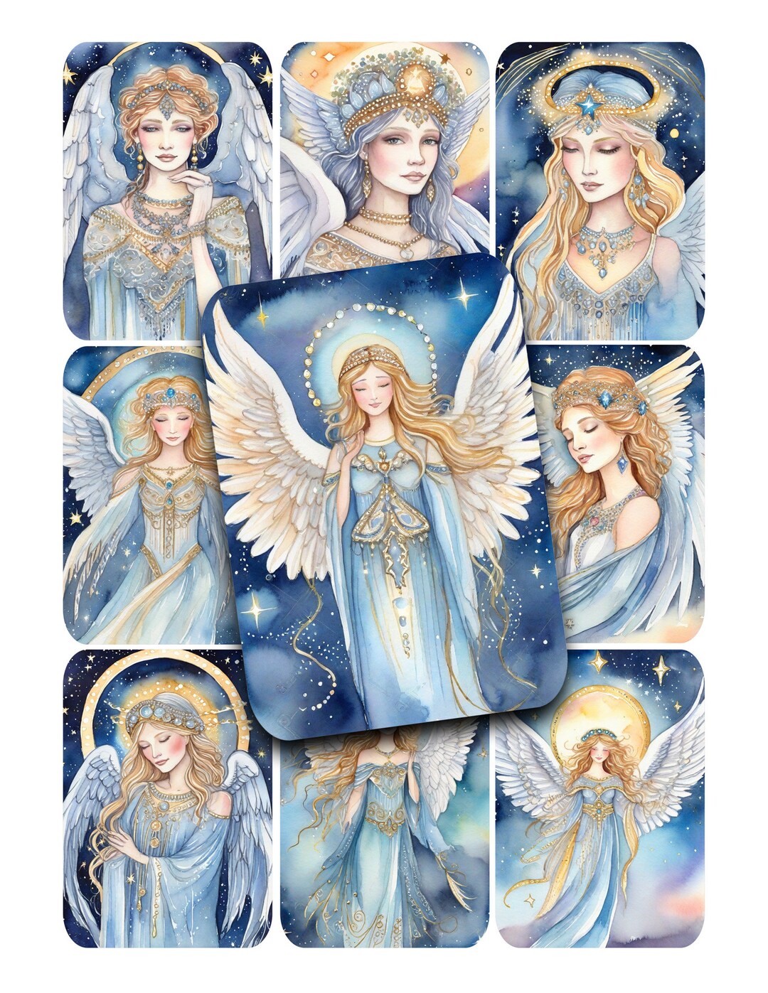 ANGELS in BLUE ATC Backgrounds for Collage Tags Junk Journals 2.5x3.5 ...