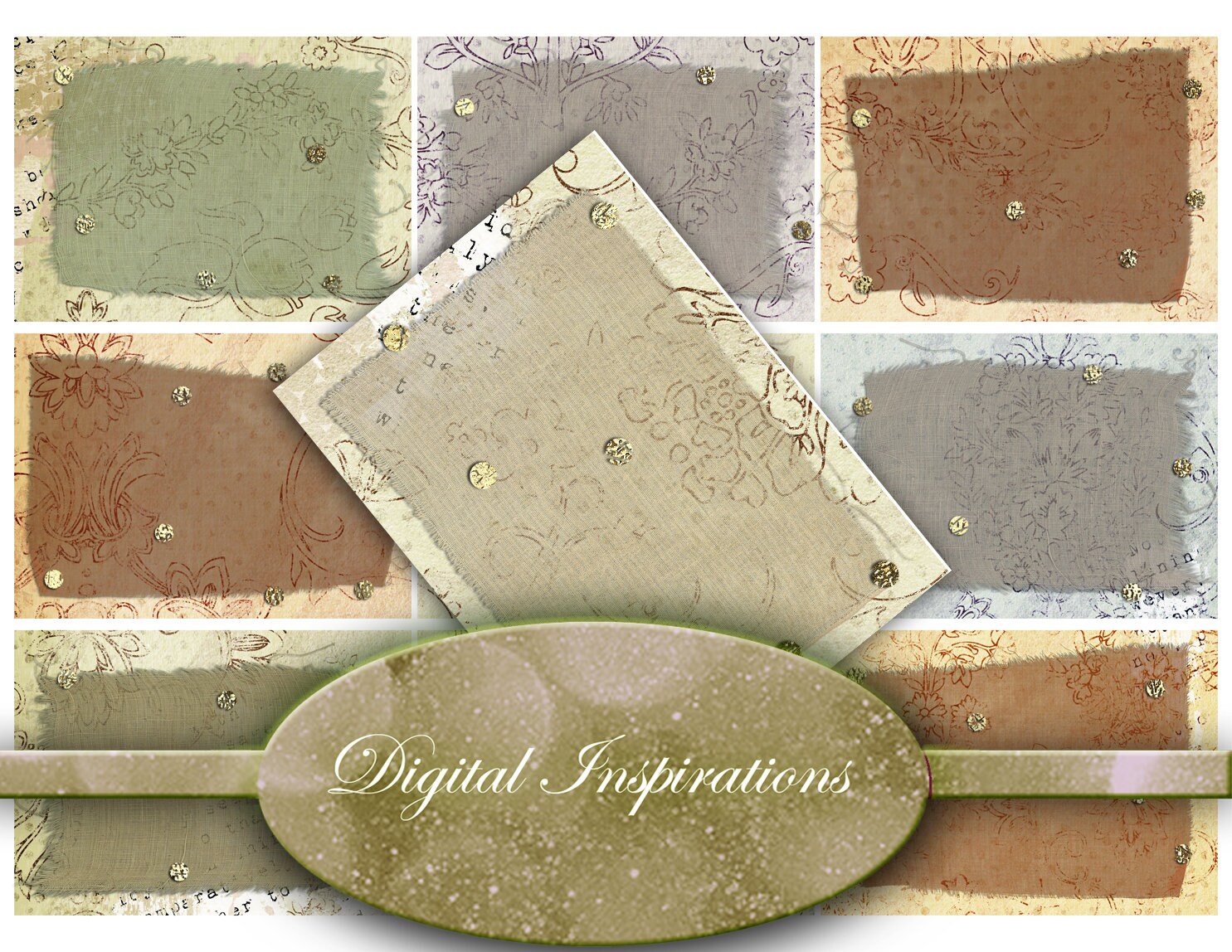 ATC Backgrounds 3.5x2.5 Printable Paper Digital Paper Collage Sheet ...