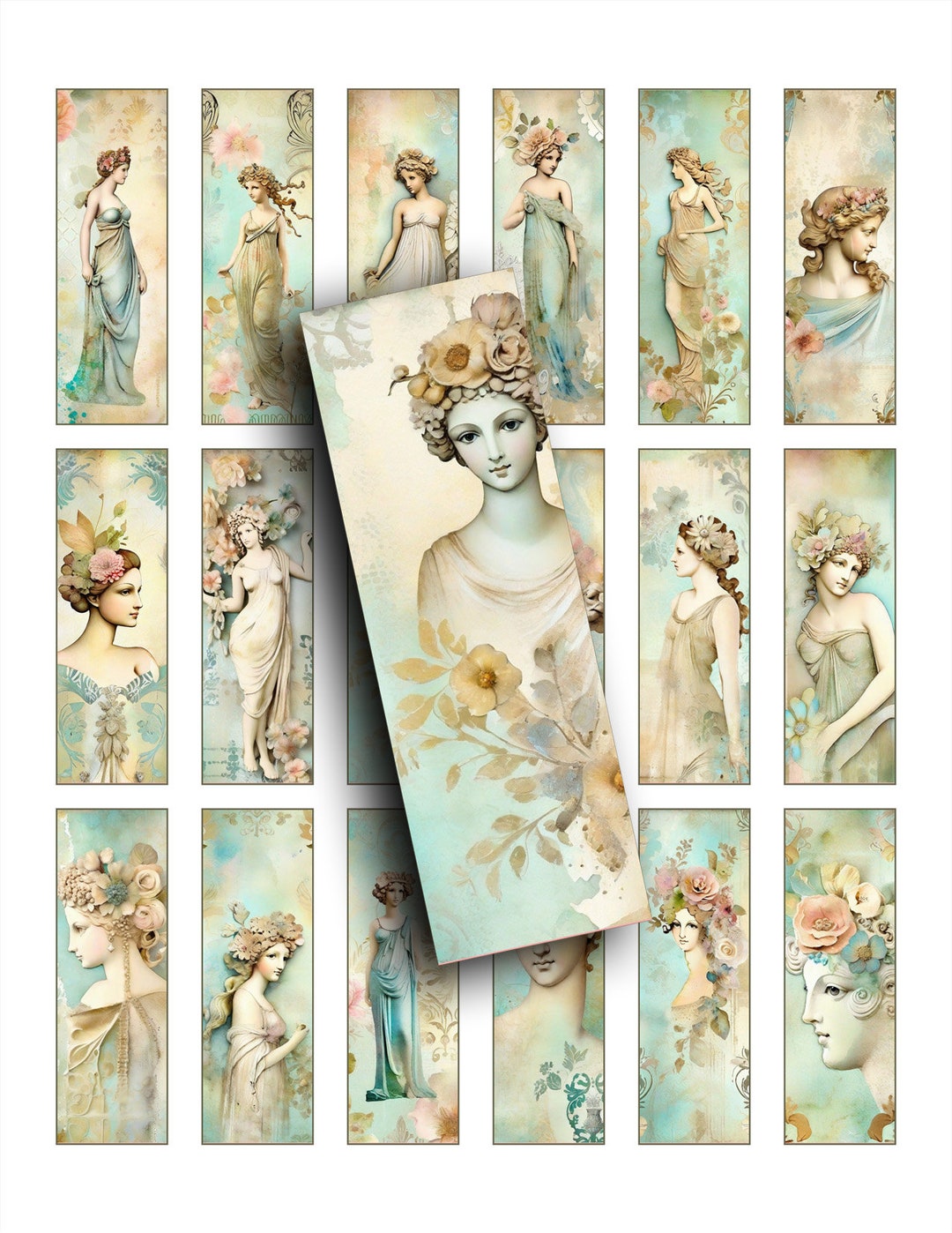 GODDESSES, 1x3, Collage Sheet, Microscope, Printable Images, Printable Ephemera, Vintage, Roman ...