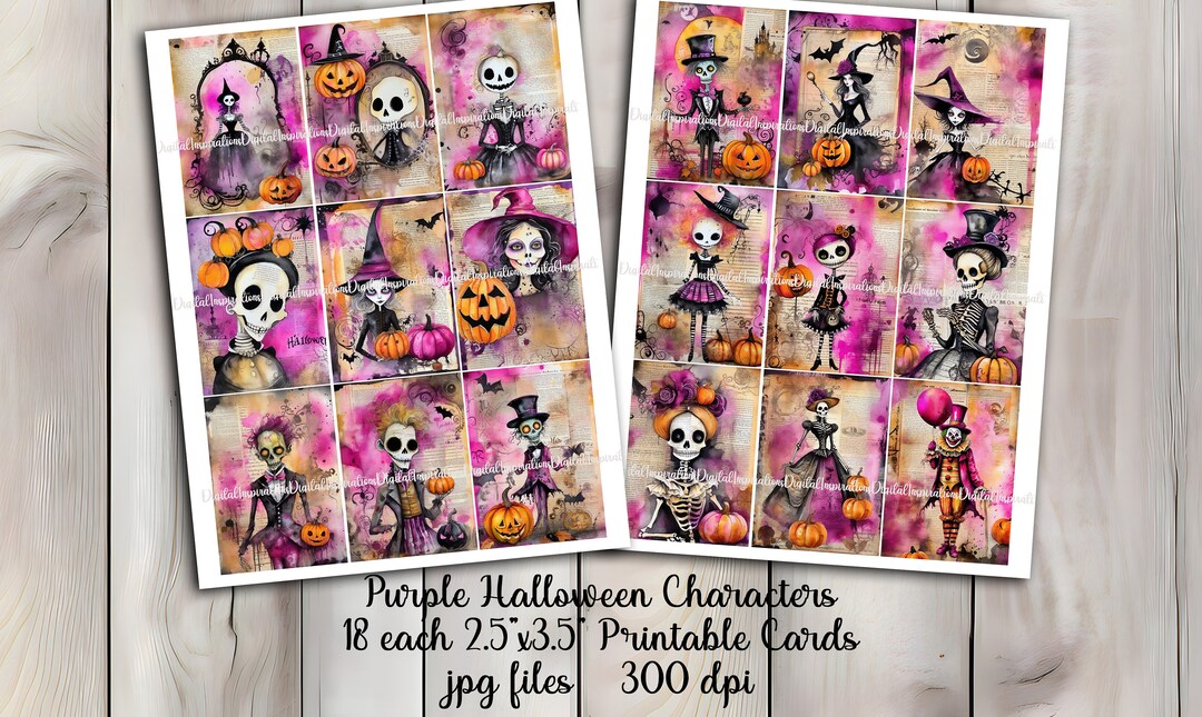 Halloween Character Clip Art: Witches, Skeletons, Pumpkins (digital ...