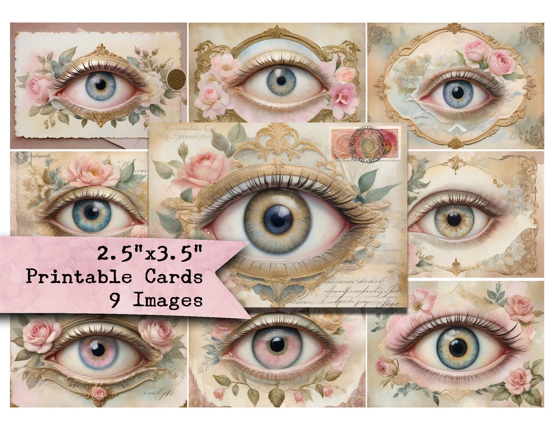 Victorian Lovers Eye Printable Cards: Watercolor Journaling Ephemera ...