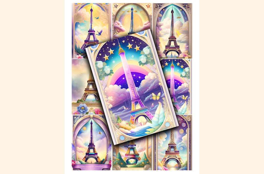Eiffel Tower Collage Art: Colorful Paris Printable (digital Download ...