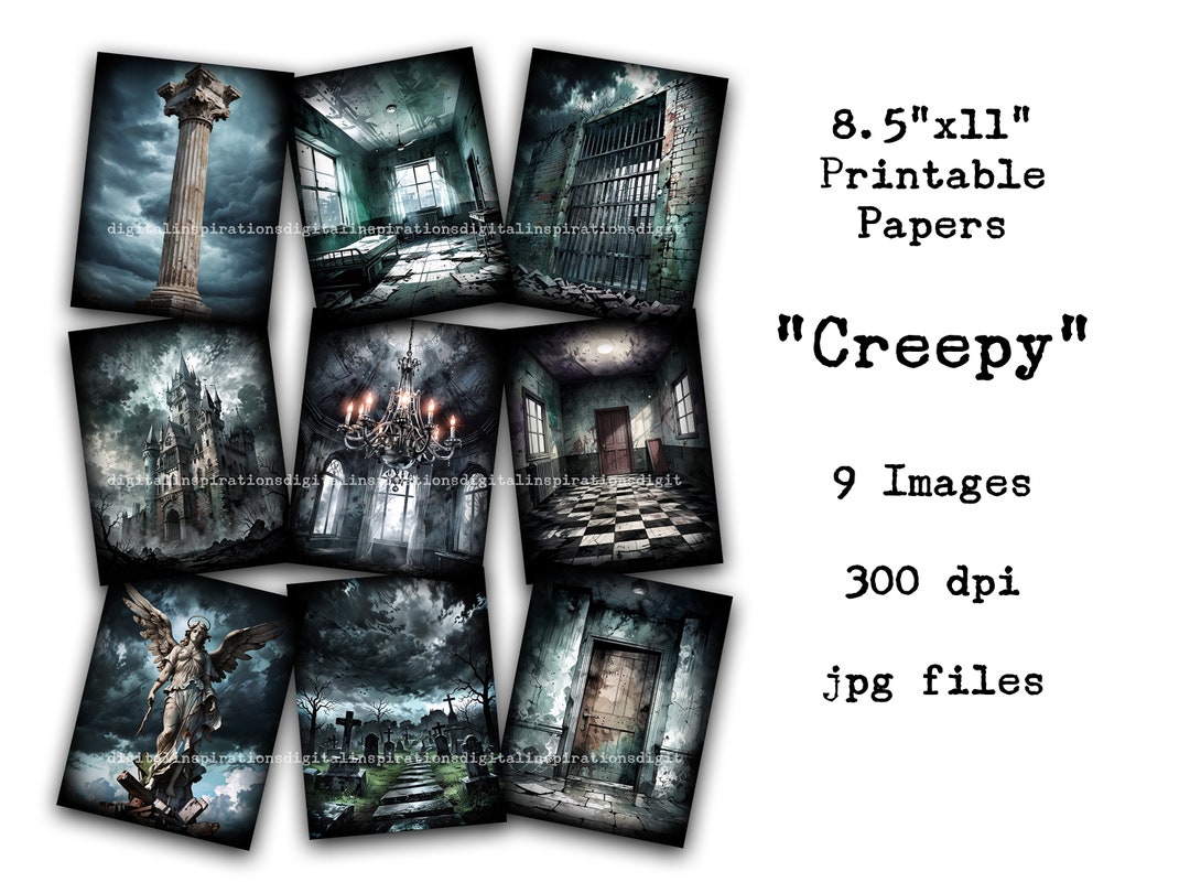 Printable Paper, Paper Pack, 8.5x11, Halloween, Creepy Backgrounds ...