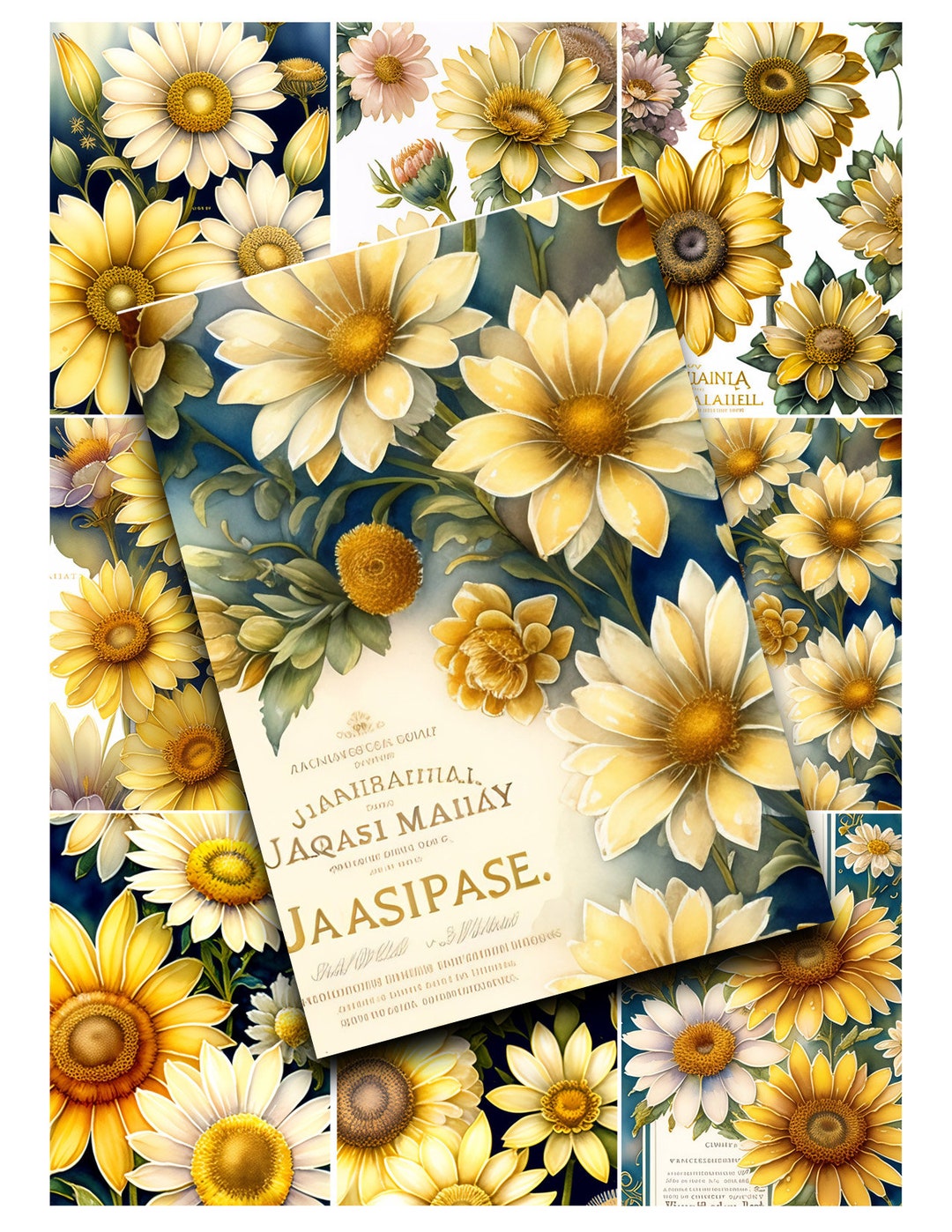 Sunflower Collage Sheet: Printable ATC Backgrounds (digital Download ...