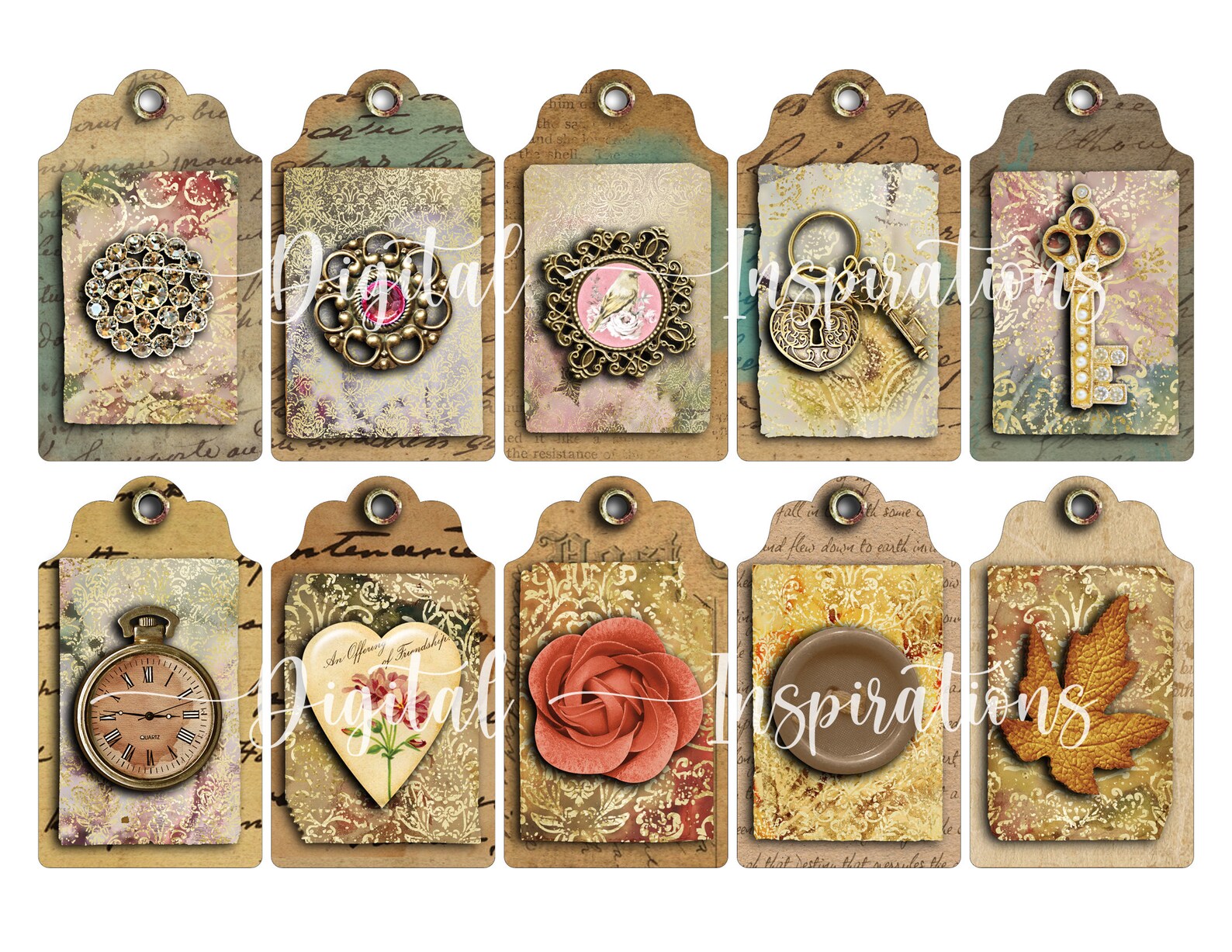Vintage Embellished Gift Tags: Printable Antique Ephemera (digital ...