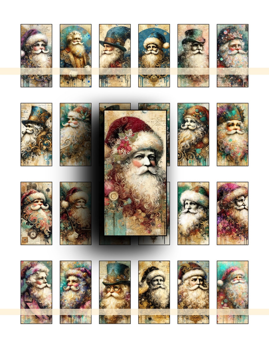 Collage Sheet, 1x2 Inch, Domino, Christmas, Fantasy Clipart, Santa ...