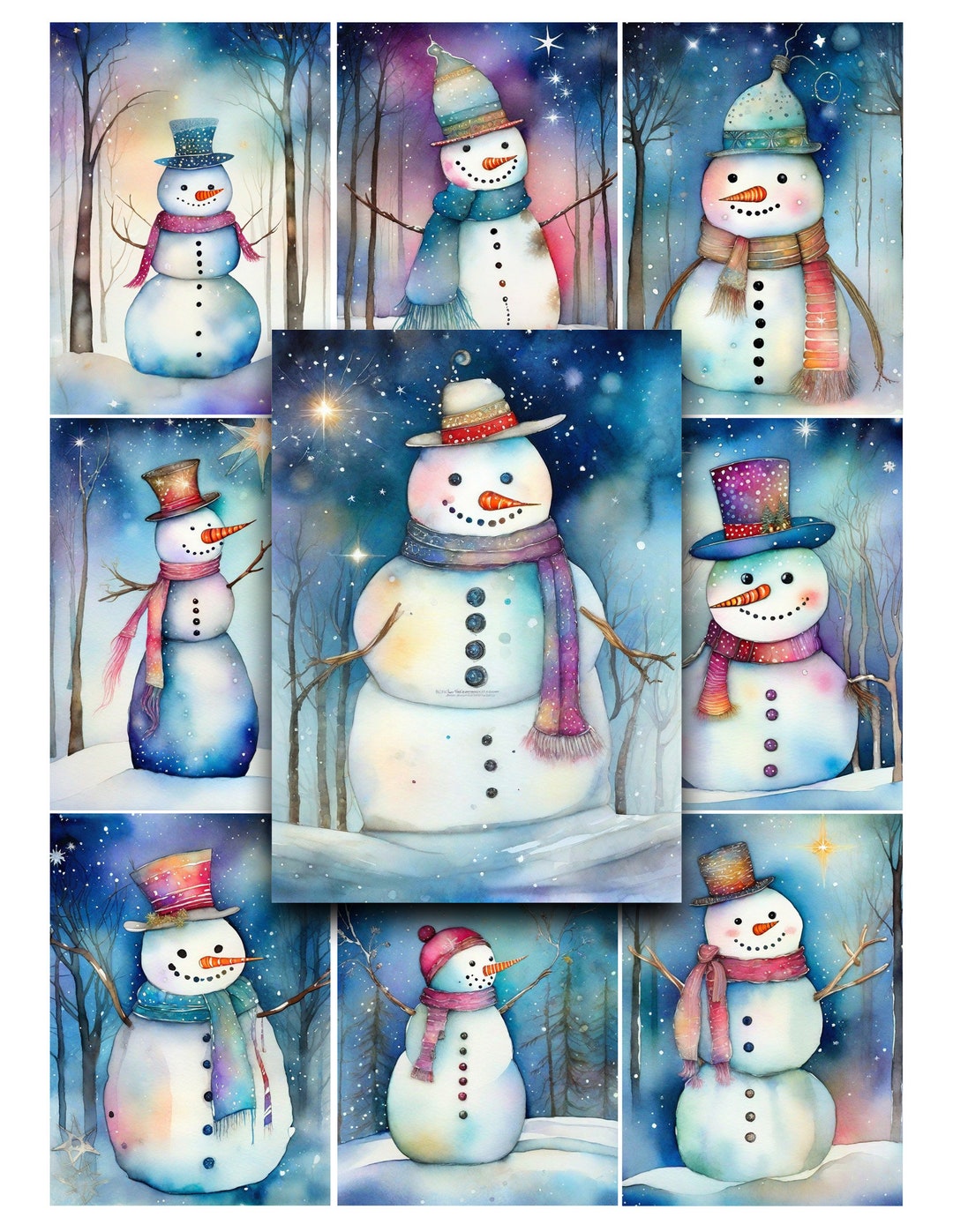 Snowman, Winter, Christmas, Printable Paper, Junk Journals ...