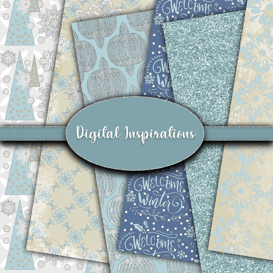 Blue Christmas Digital Paper, Winter Scrapbook (digital Download) - Etsy