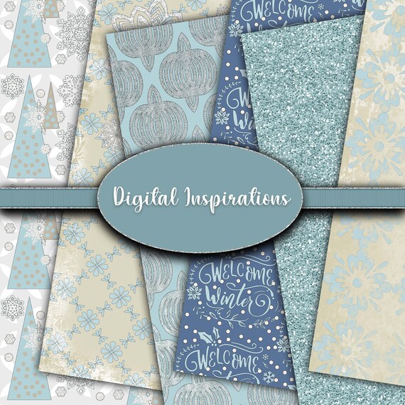 Blue Christmas Scrapbook Paper