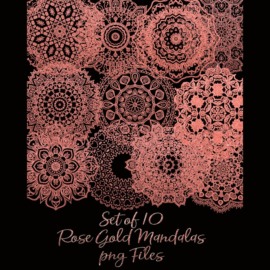 Rose Gold Mandala Clipart: Moroccan Style Designs (PNG, Digital ...