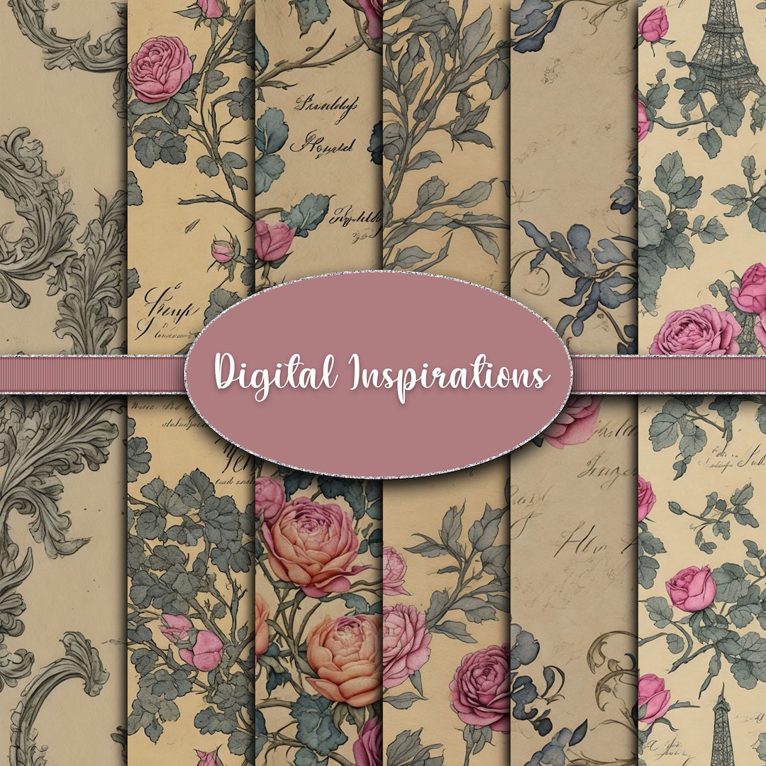 Parisian Floral Backgrounds , Digital Download , Digital Paper Pack ...